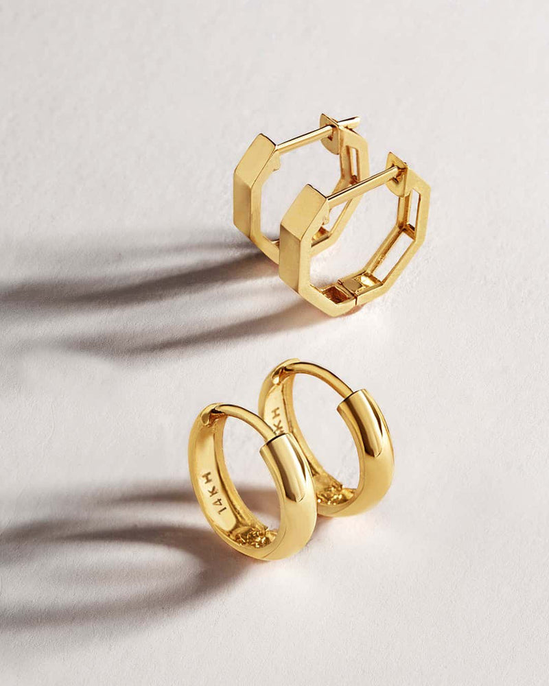 14K Gold Hoop Earrings, Real Gold Hoop Earrings | AMYO