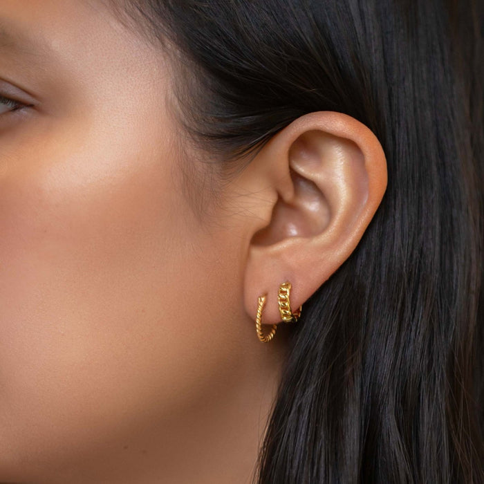 Small Gold Hoops, Gold Hoop Earrings, Mini Chain Link Hoops