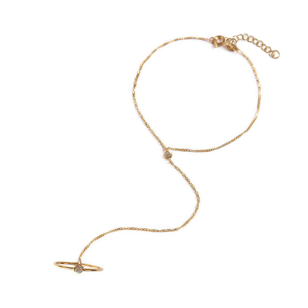Hand Chain Bracelet, Ring Bracelet Chain, Minimal Ring Handchain