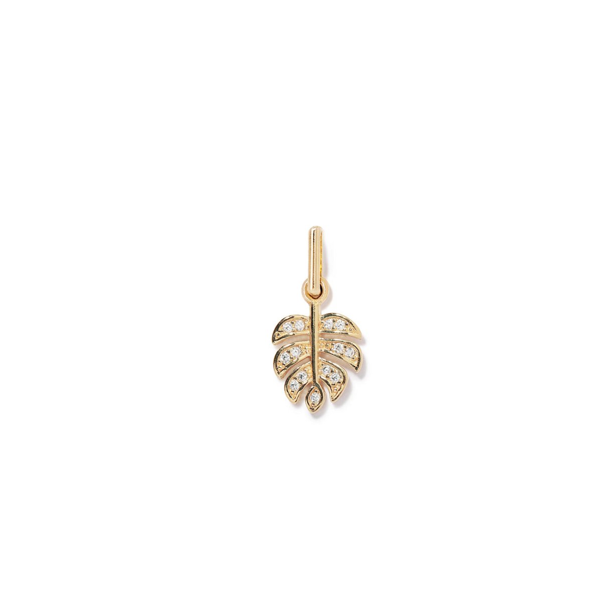 Necklace Charms, Gold Charms, Monstera Pavé Charm