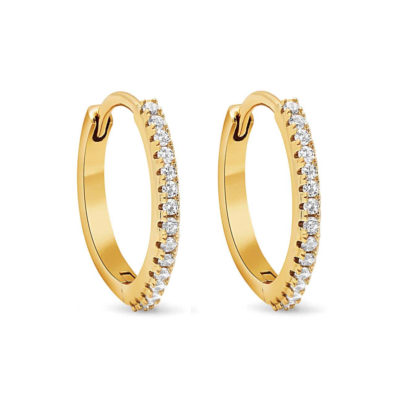 Small Gold Hoops, Thin Pavé Small Hoops