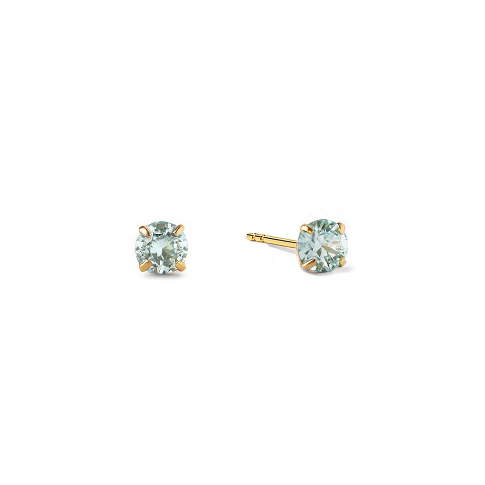 14K Gold Second Ear Piercing Studs, Birthstone Tiny Studs Aquamarine