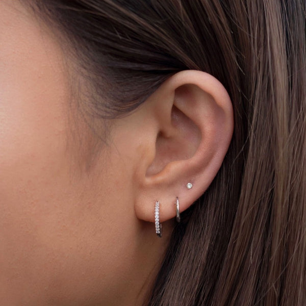 White Gold Earrings, Huggies Earrings, Huggie Hoop Earrings