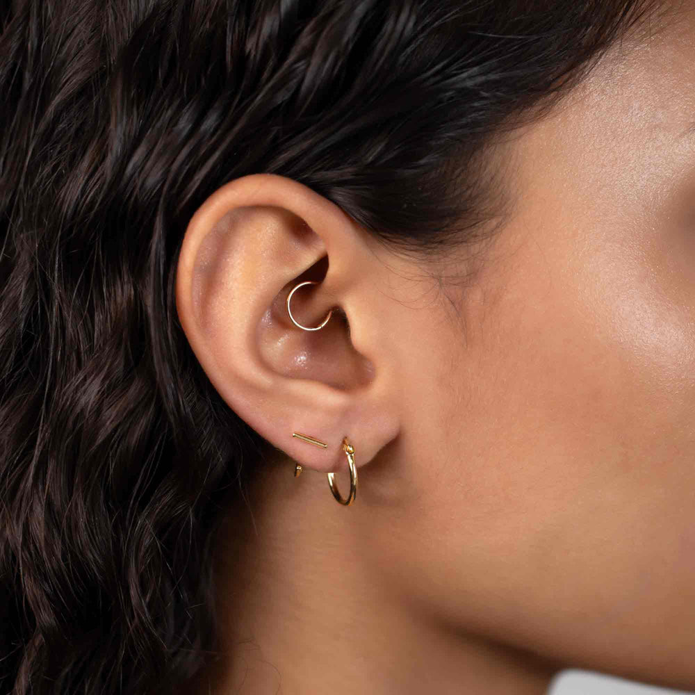 Gold Huggie Hoop Earrings, Bar Huggie Earrings