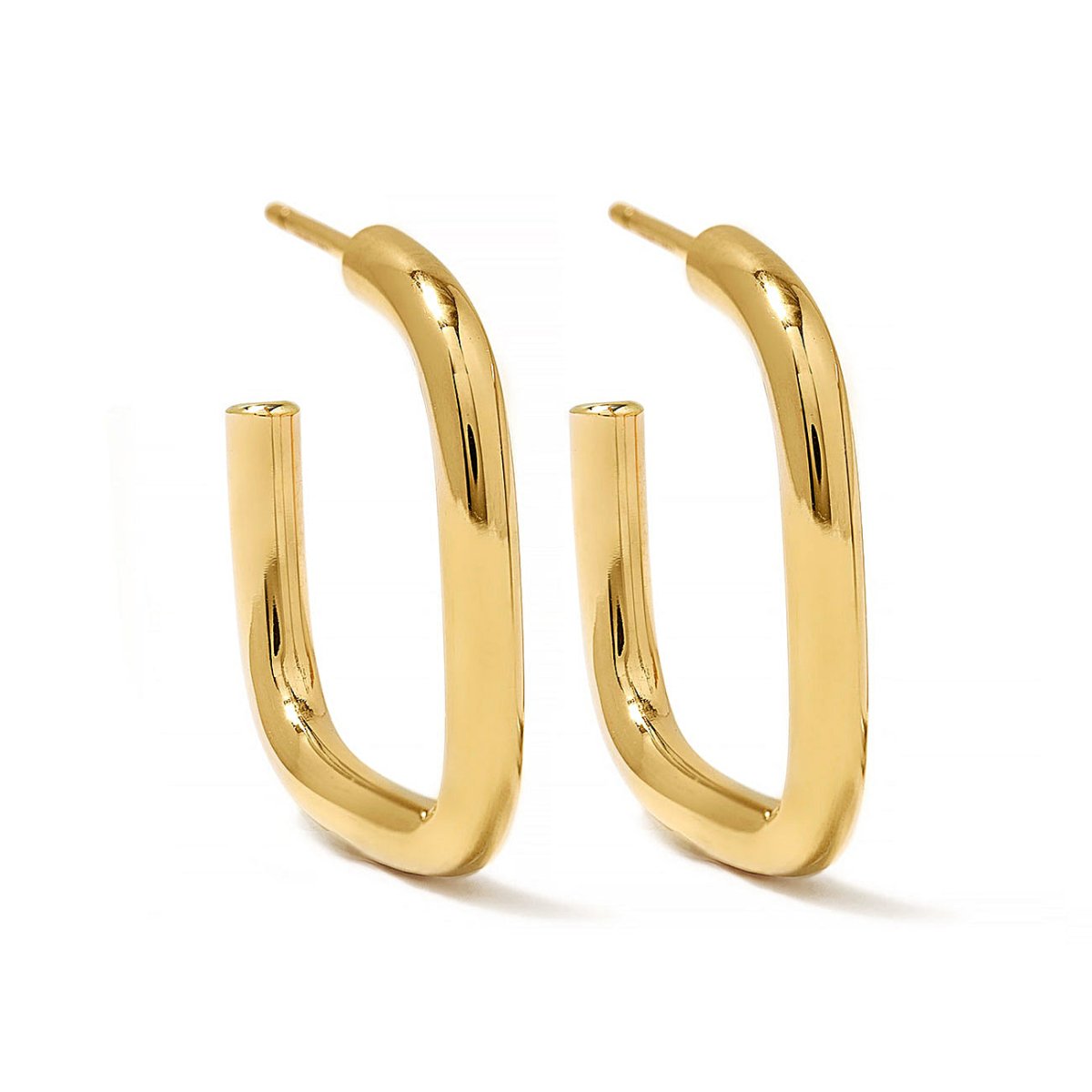 14K Gold Hoop Earrings, Square Hoops