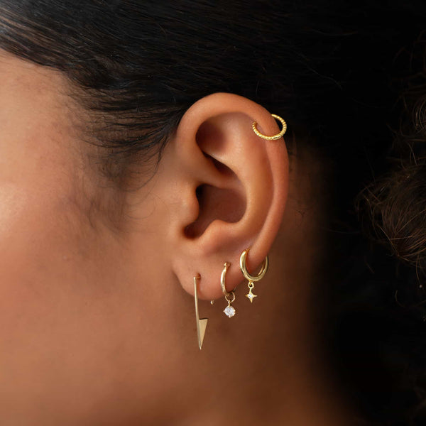 Real Gold Earrings, Huggie Hoop Earrings