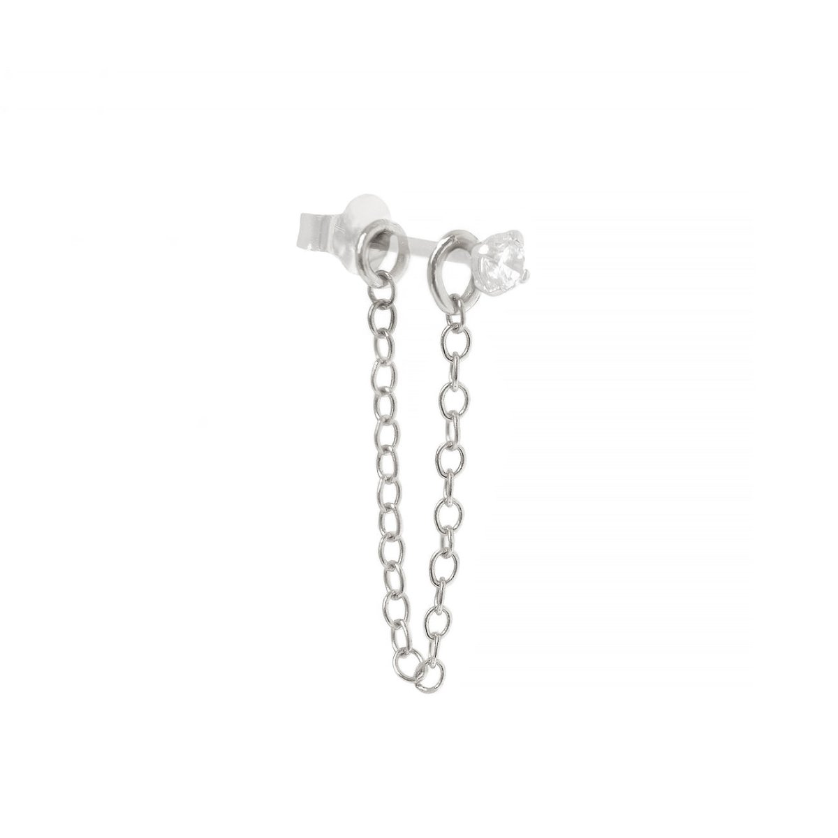 White Gold Earring Charms, Chain Earring Jacket For Stud