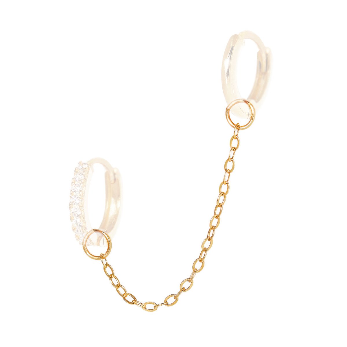 14K Gold Earring Charms, Chain Ear Jacket For Huggies