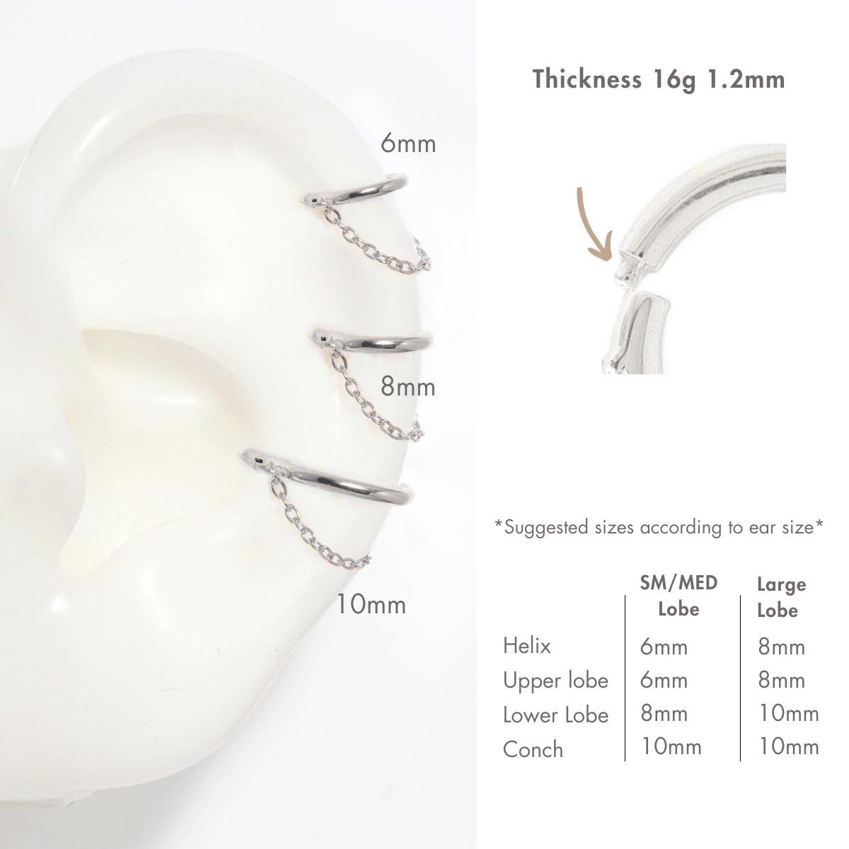 Titanium Cartilage Chain Hoop Earring | Helix, Rook, Tragus, Daith ...