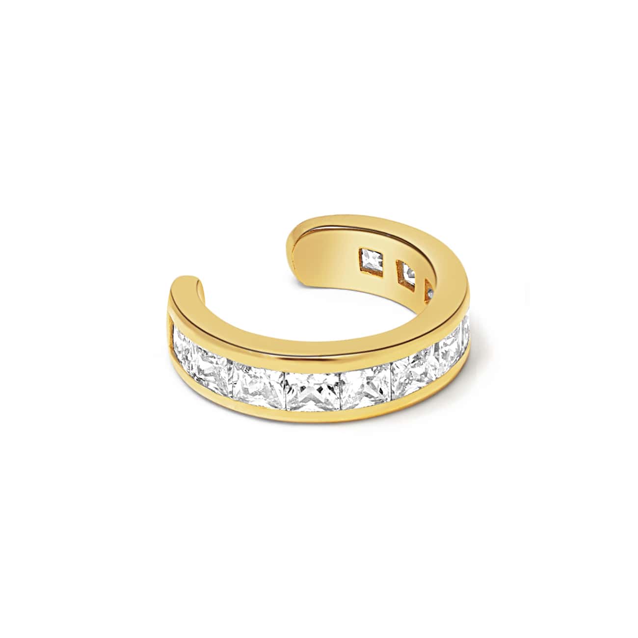 Gold Ear Cuff, Princess Cut Ear Cuff White Zirconia