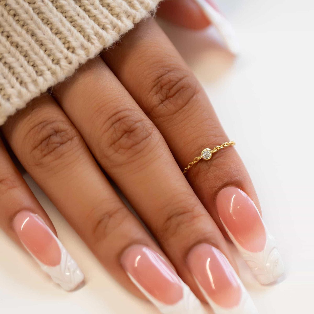 Tiny Diamond Chain Ring, 14K Gold Solid Gold Ring – AMYO Jewelry